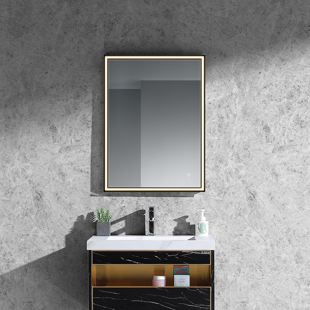 Acrylic Frame Led Strip Bathroom Mirror Touchable Screen Customizable